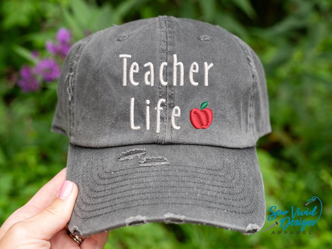 Teacher Life Hat | Distressed Baseball Cap OR Ponytail Hat ...