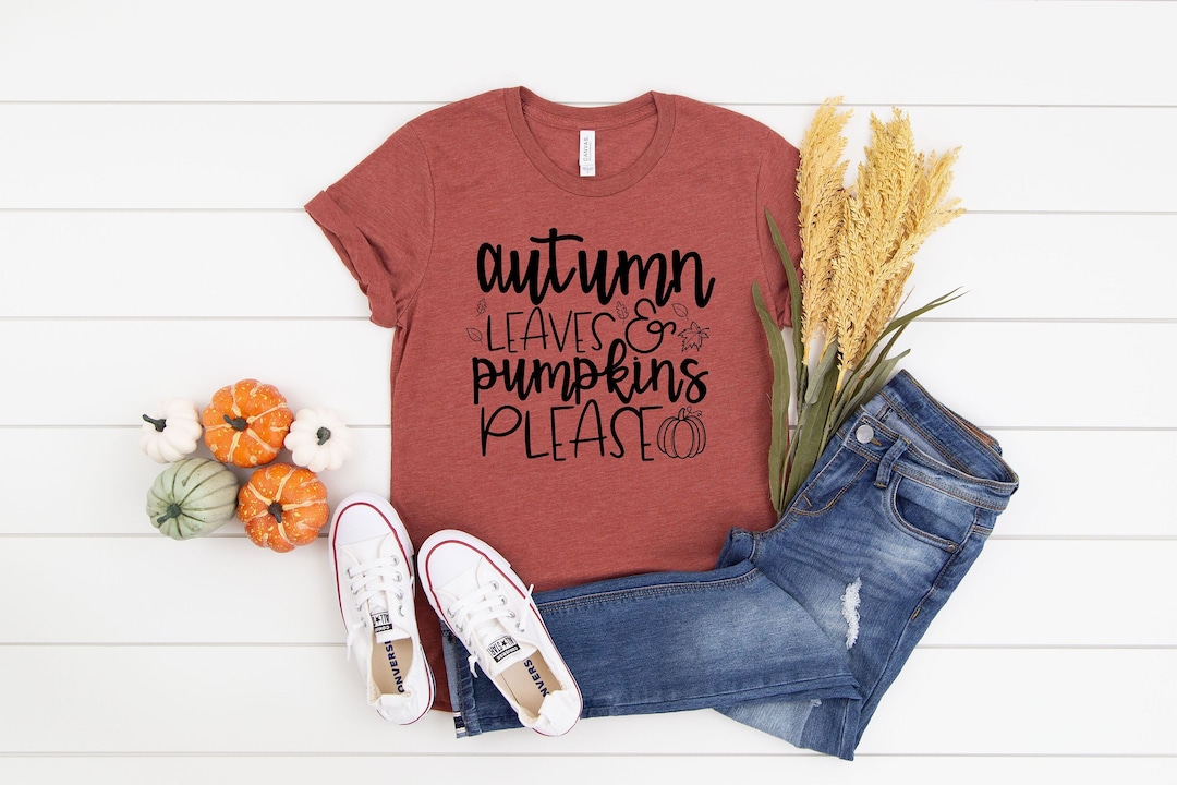 Autumn Leaves & Pumpkins Please Shirt | Unisex T Shirt | Pumpkin Shirts ...