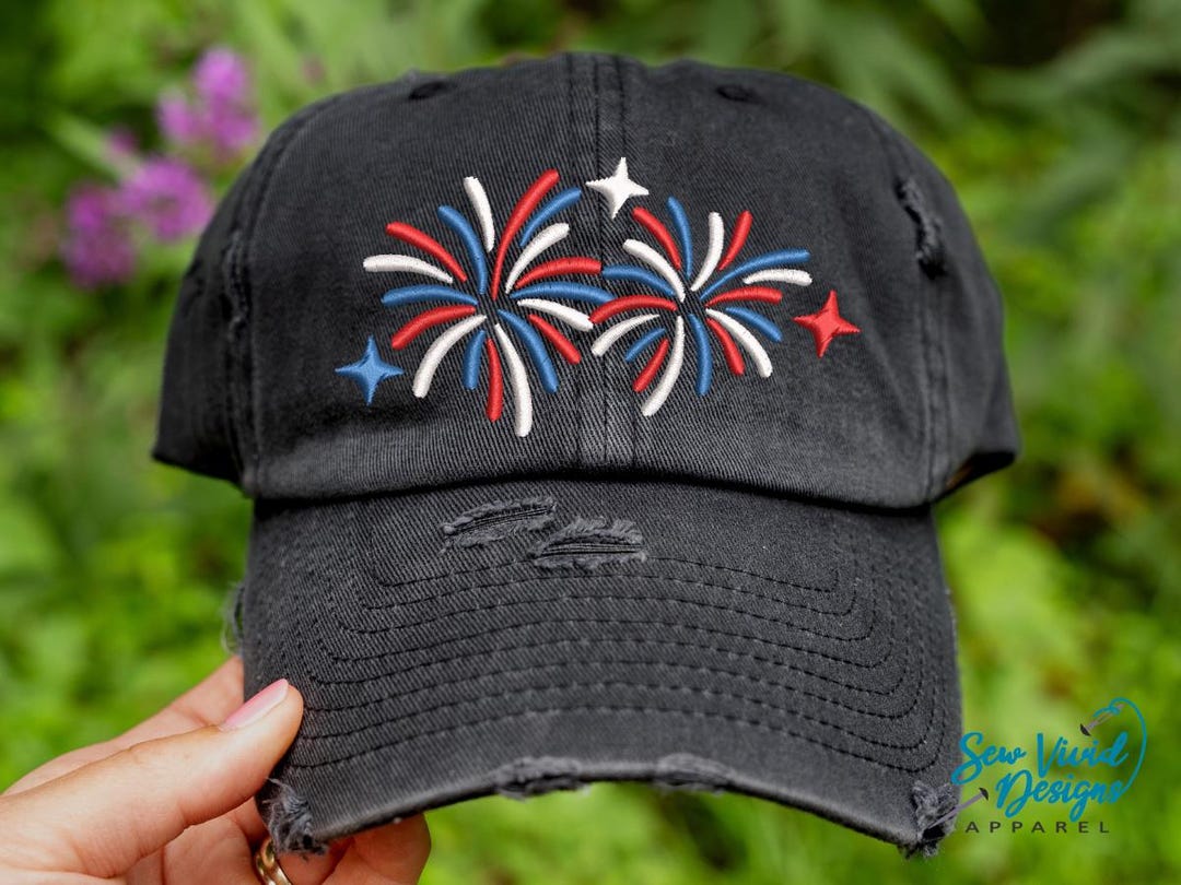 Fireworks Hat - Distressed Baseball Cap OR Ponytail Hat | Fourth of ...