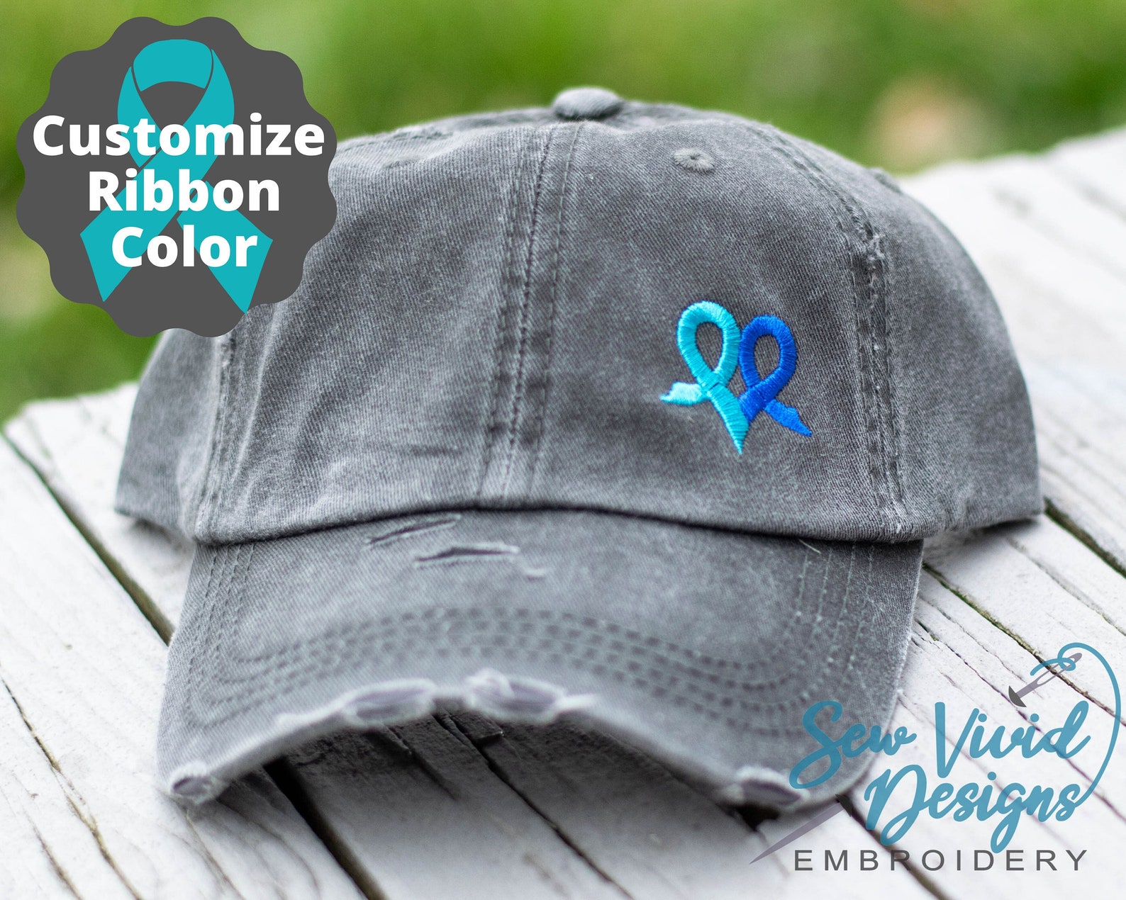 Double Cancer Ribbon Hat Baseball Cap OR Ponytail Hat - Etsy