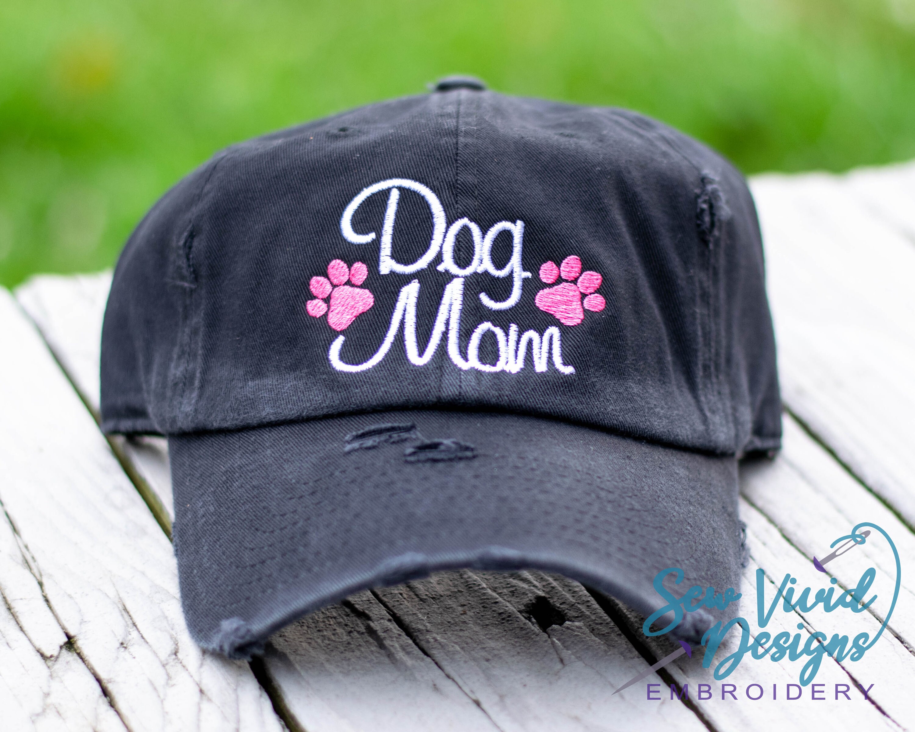 Dog Mom Hat Distressed Baseball Cap OR Ponytail Hat Dog - Etsy