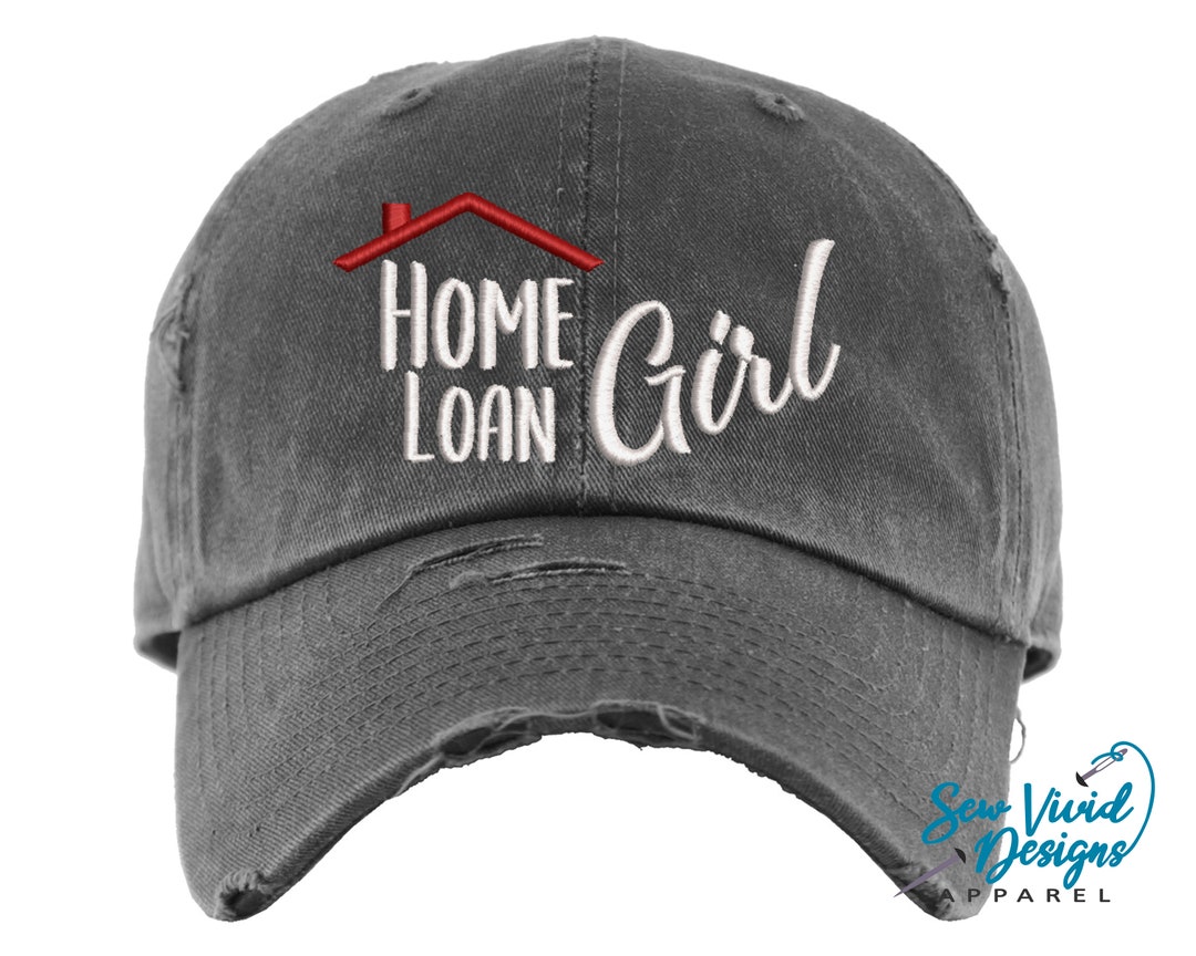 Home Loan Girl Hat Distressed Baseball Cap OR Ponytail Hat Mortgage ...