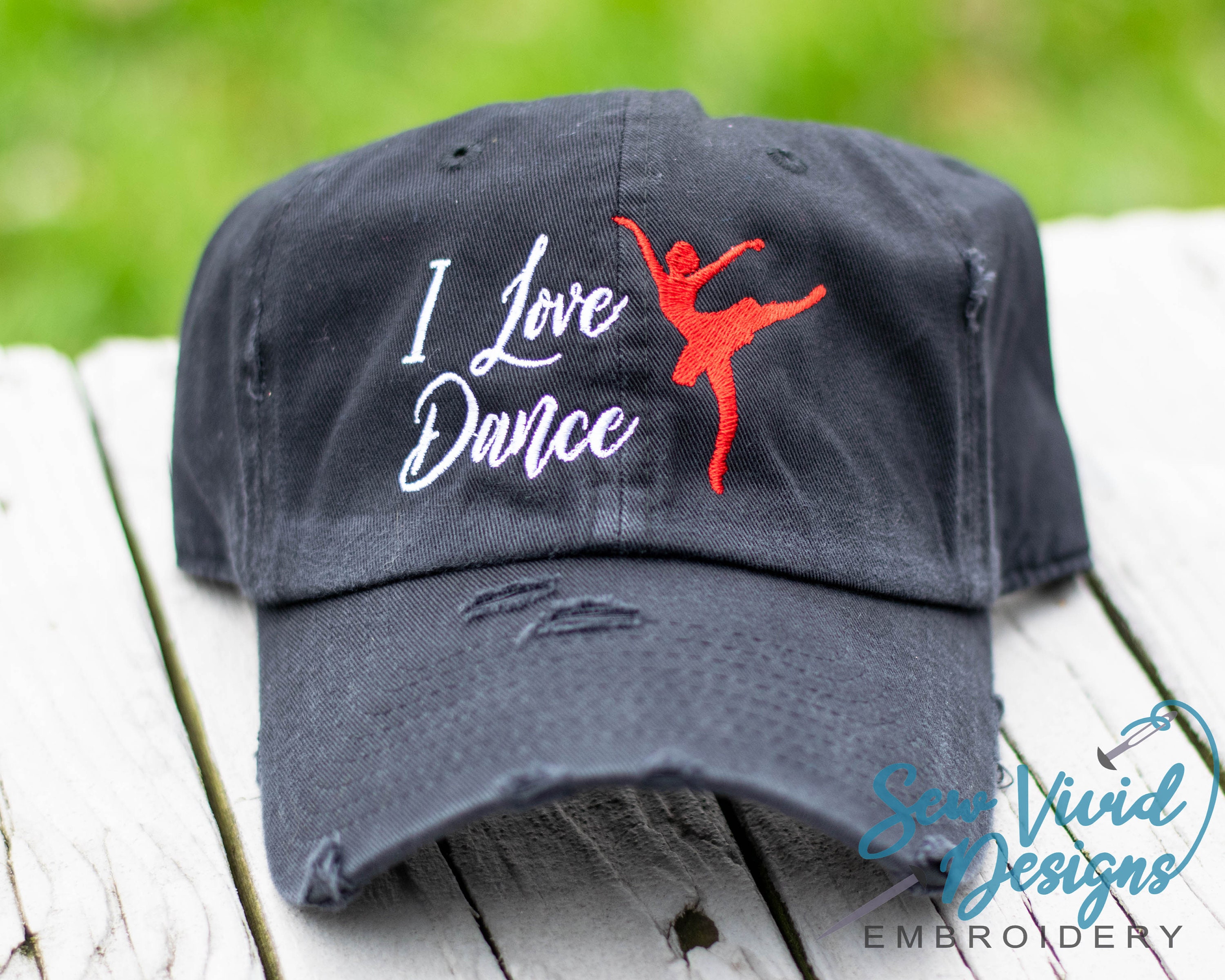 I Love Dance Hat Distressed Baseball Cap OR Ponytail Hat | Etsy
