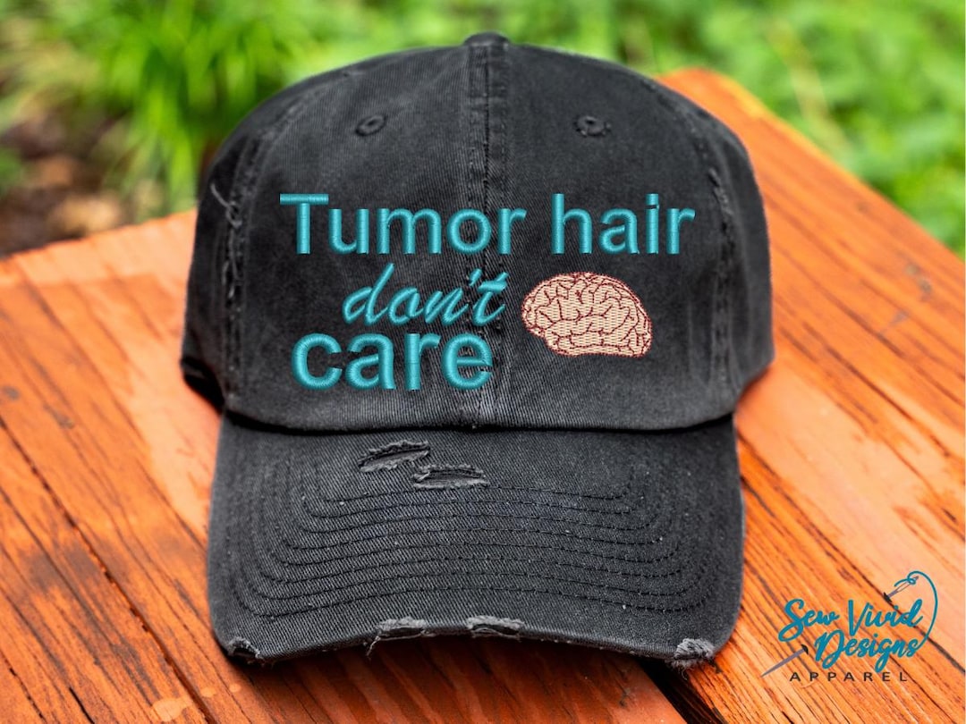 Tumor Hair Don't Care Hat DISTRESSED Baseball Cap or Ponytail Hat ...