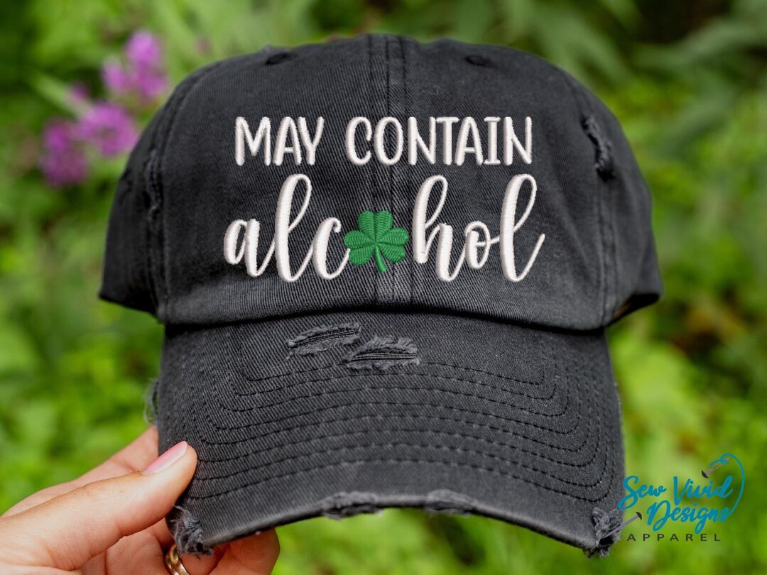 May Contain Alcohol Hat With Shamrock | Distressed Baseball Cap OR ...