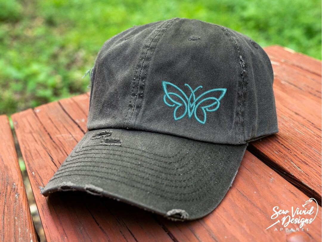 Butterfly Hat | Distressed Baseball Cap OR Ponytail Hat | Custom ...