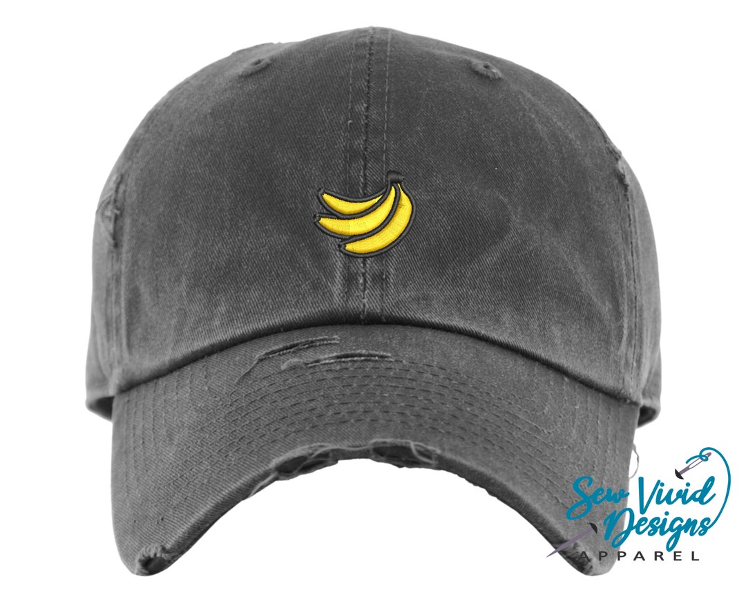 Bananas Hat Distressed Baseball Cap OR Ponytail Hat Embroidered Fruit ...
