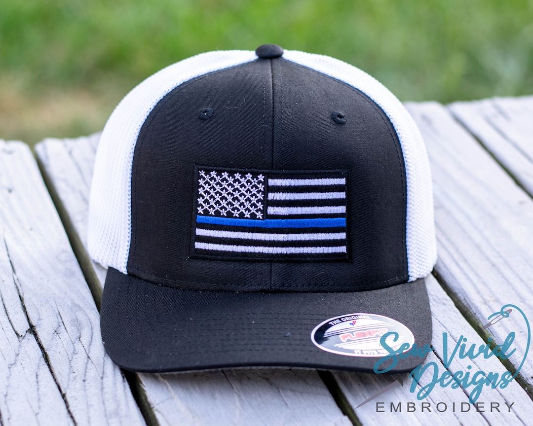Thin Blue Line Flexfit Hat - Patriotic Hat - Merica Hat - Back the Blue ...