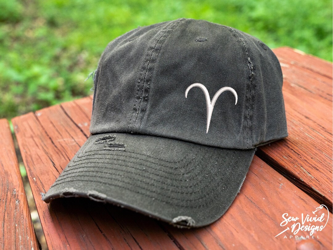 Aries Sign Hat | Distressed Baseball Cap OR Ponytail Hat | Zodiac Signs ...