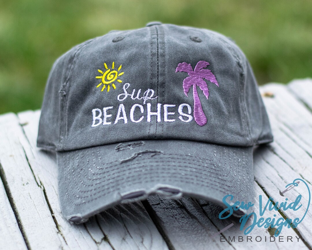 Sup Beaches Hat Distressed Baseball Cap OR Ponytail Hat Funny Vacation ...