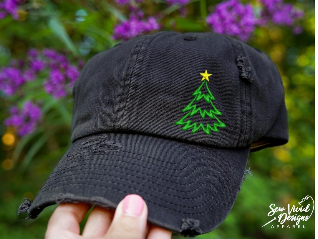 Christmas Tree Hat | Distressed Baseball Cap OR Ponytail Hat ...