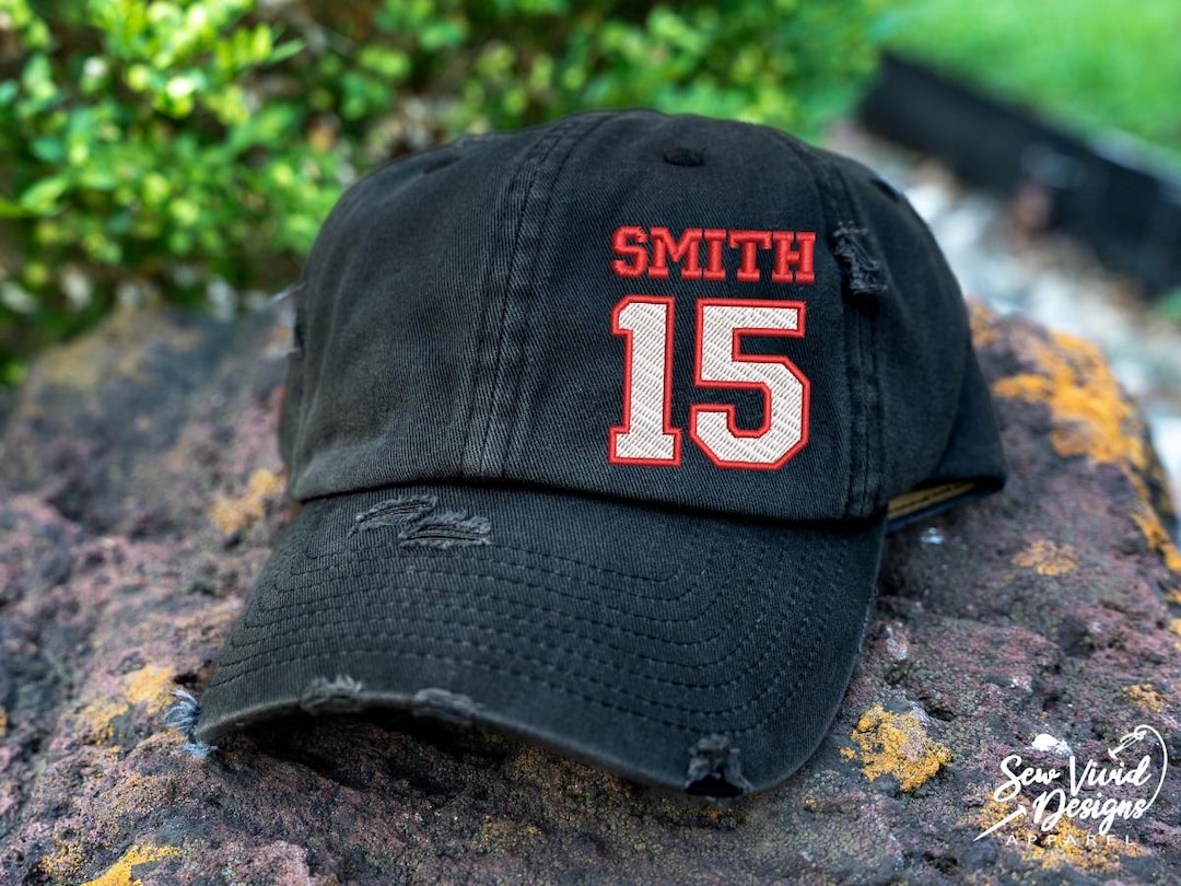 Sports Number Hat W/ Name | Distressed Baseball Cap OR Ponytail Hat ...
