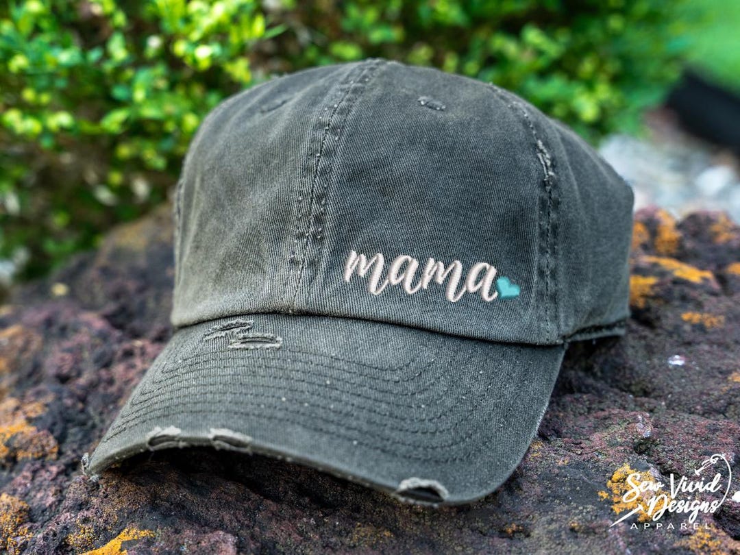 Mama Hat | Distressed Baseball Cap OR Ponytail Hat | Custom Embroidered ...