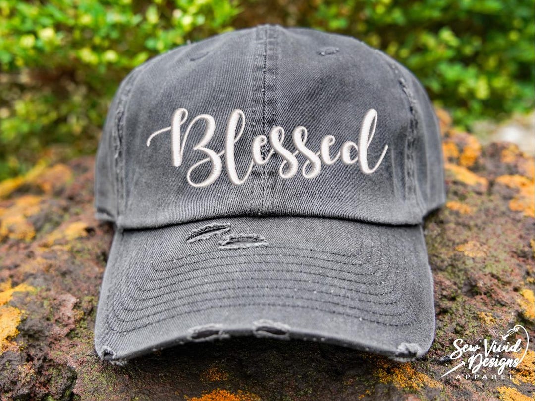 Blessed Hat | Distressed Baseball Cap OR Ponytail Hat | Custom ...