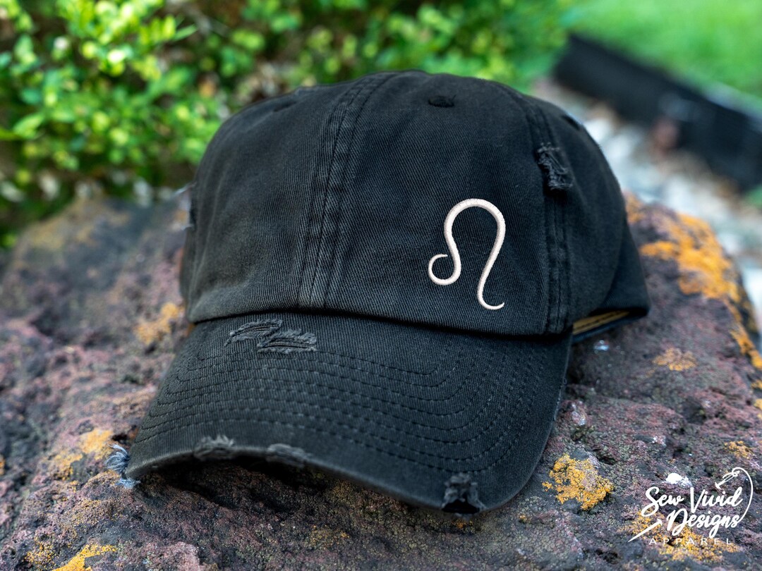 Leo Sign Hat | Distressed Baseball Cap OR Ponytail Hat | Zodiac Signs ...
