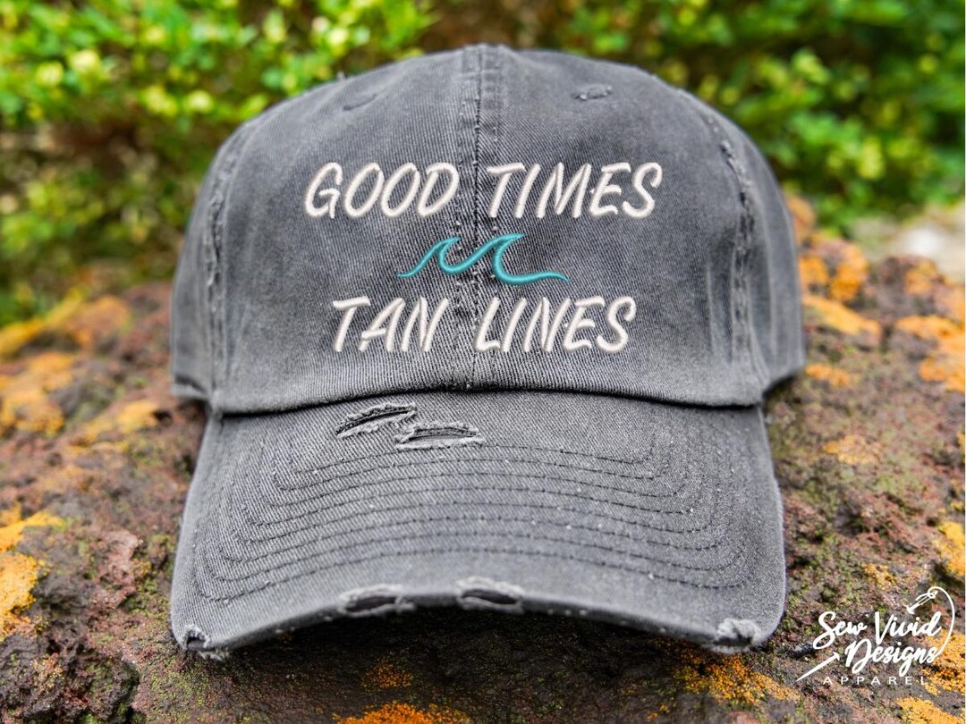 Good Times Tan Lines Wave Hat | Distressed Baseball Cap OR Ponytail Hat ...