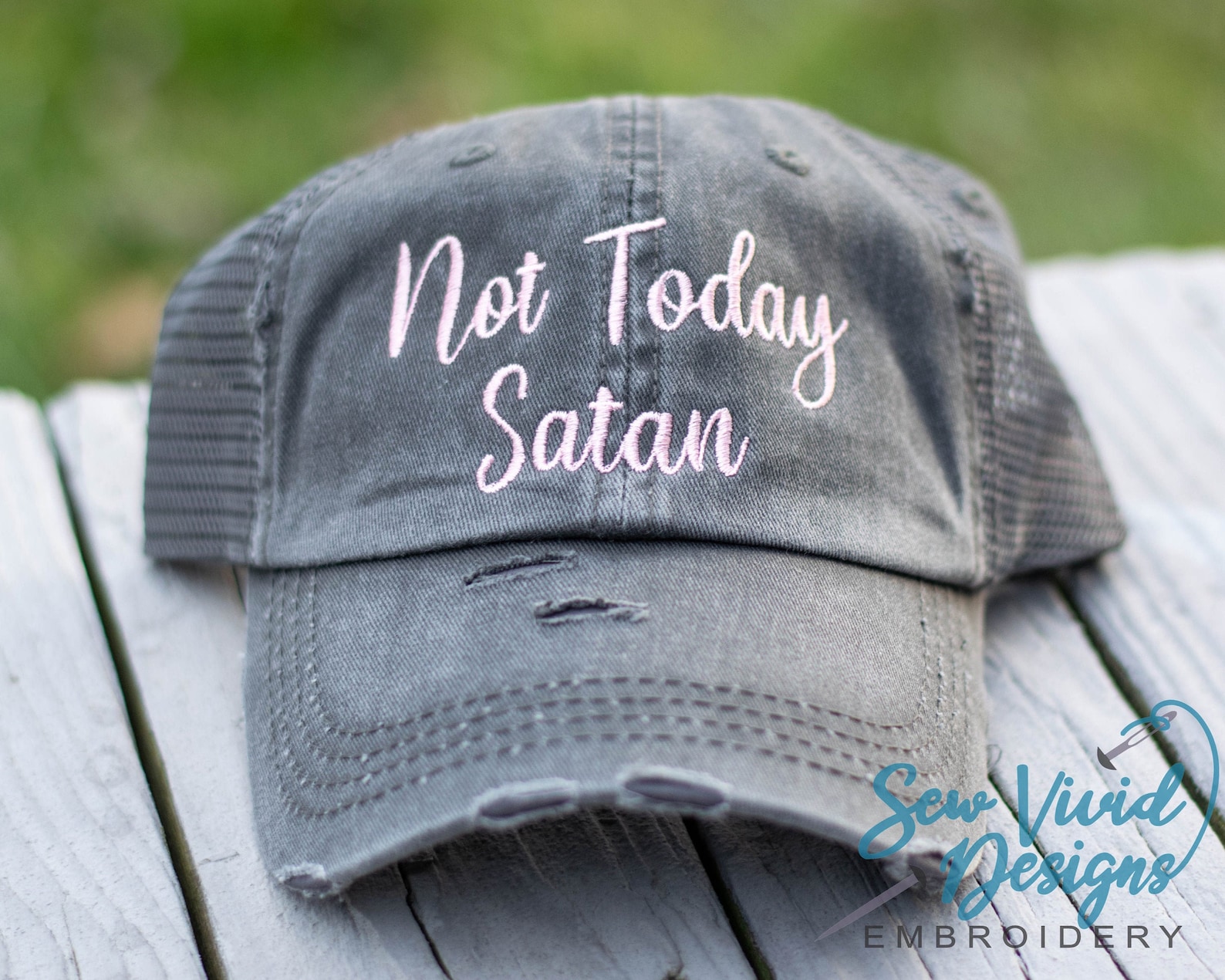 Not Today Satan Hat Distressed Baseball Cap OR Ponytail Hat - Etsy