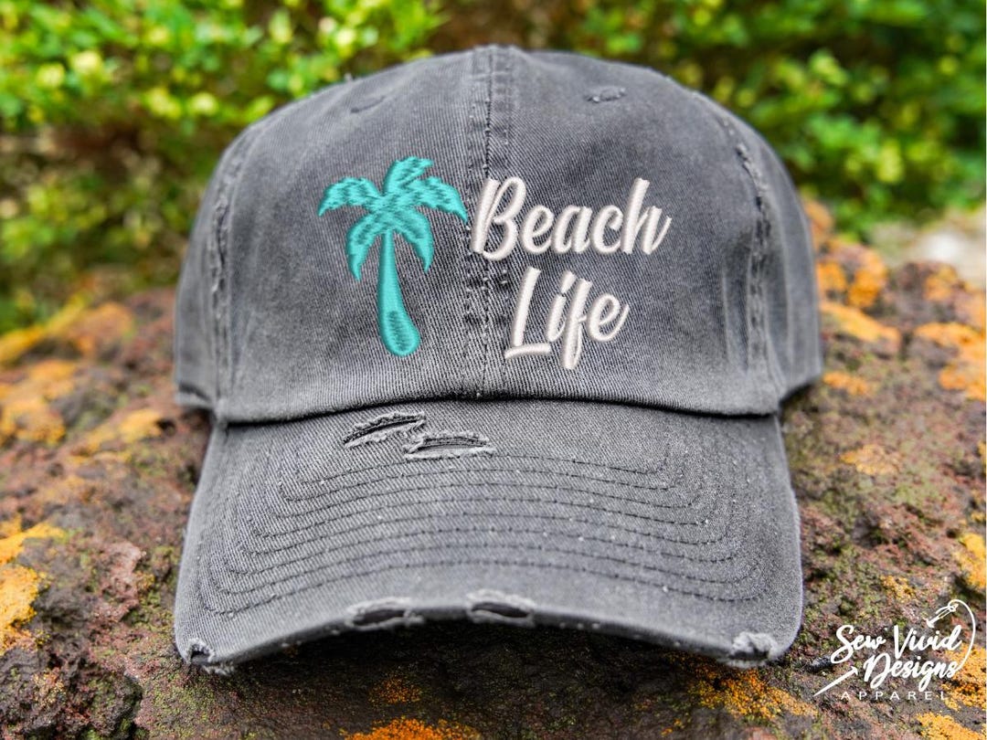 Beach Life Hat | Distressed Baseball Cap OR Ponytail Hat | Beach Hat ...