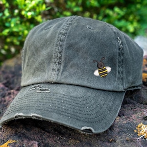 Bee Hat | Distressed Baseball Cap OR Ponytail Hat | Beekeeper Hat | Bee ...