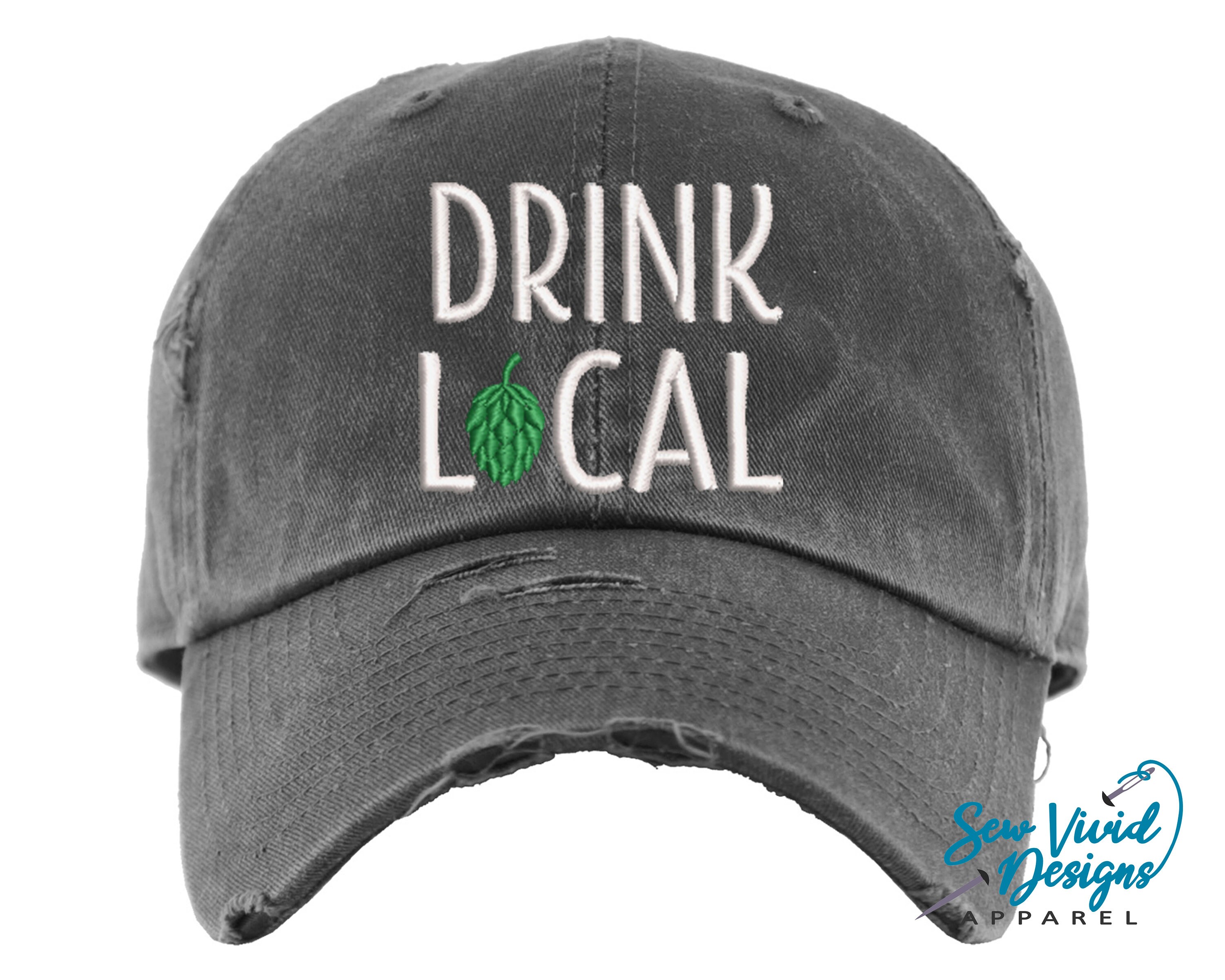 Drink Local Hat Distressed Baseball Cap OR Ponytail Hat | Etsy