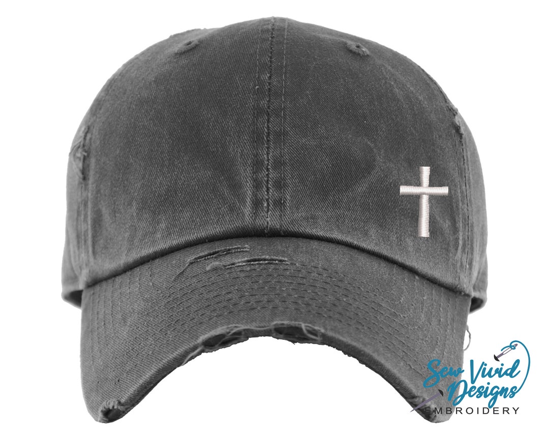 Cross Hat DISTRESSED Baseball Cap OR Ponytail Hat Custom Embroidered ...