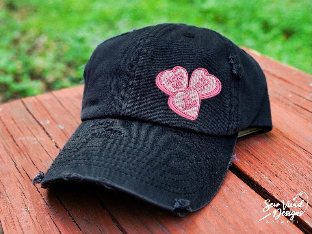 Conversation Hearts Hat | Distressed Baseball Cap OR Ponytail Hat ...