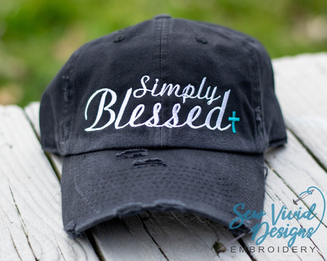 Simply Blessed Hat Distressed Baseball Cap OR Ponytail Hat Custom ...