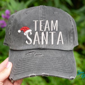 Team Santa Hat | Distressed Baseball Cap OR Ponytail Hat | Funny ...