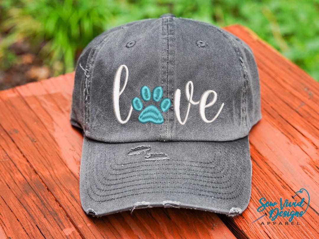 Love Paw Print Hat | Distressed Baseball Cap OR Ponytail Hat | Dog Mom ...