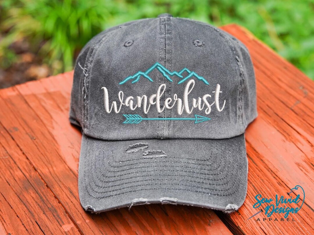 Wanderlust Hat | Distressed Baseball Cap OR Ponytail Hat | Vintage Dad ...