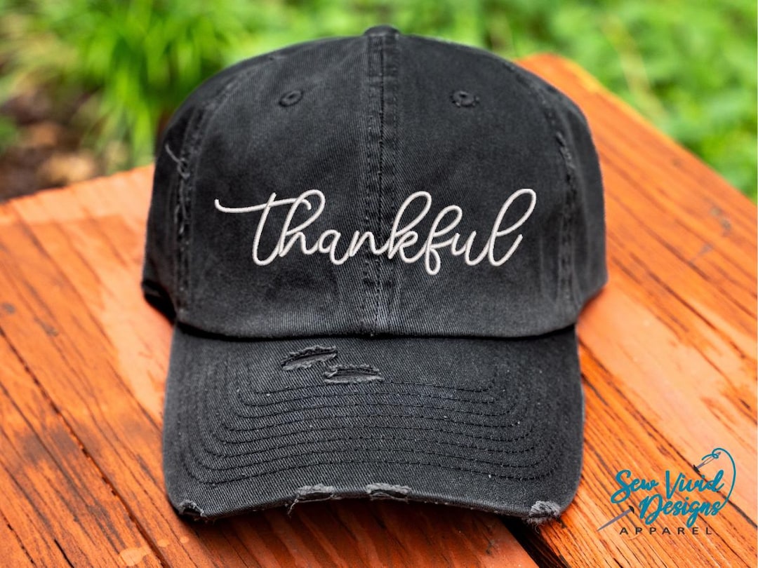 Thankful Hat | Distressed Baseball Cap OR Ponytail Hat | Thankful ...