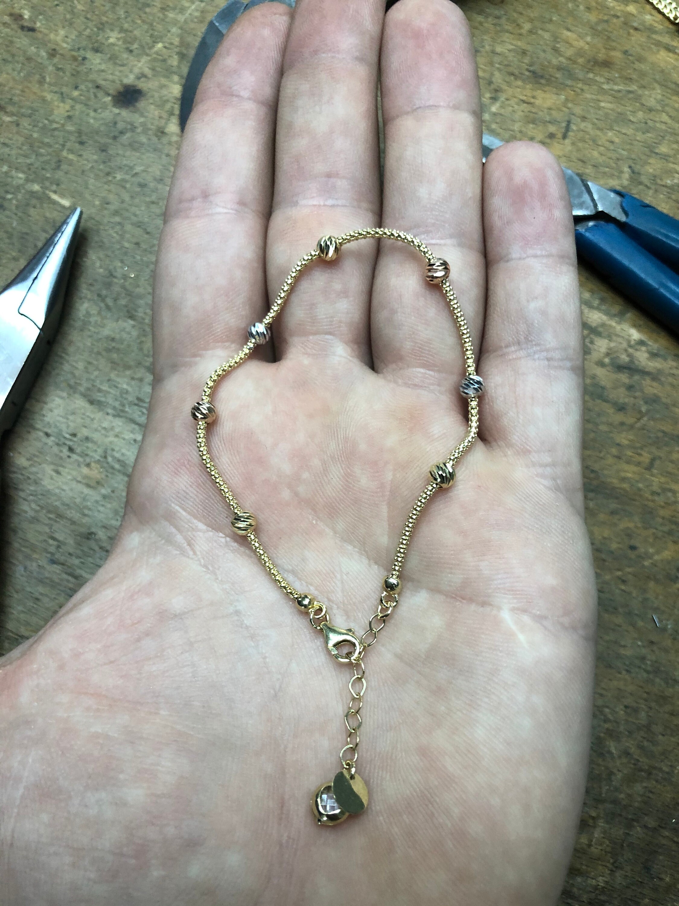 14K Gold Bracelet Popcorn Wristlet Dorica Balls Arm Band - Etsy