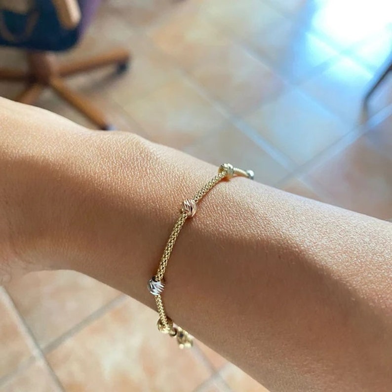 14K Gold Bracelet Popcorn Wristlet Dorica Balls Arm Band - Etsy
