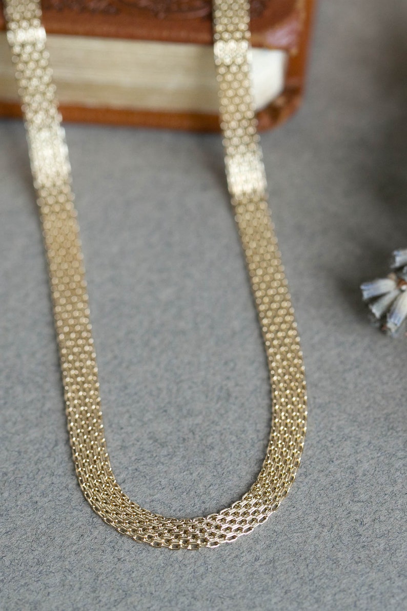 14K Gold Bismark Necklace 4.4 Mm Curb Chain Choker - Etsy