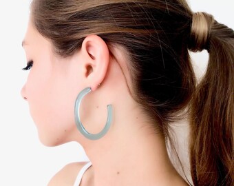 Navy Hoop Earrings Dark Blue Hoops Oversized Hoop Earrings | Etsy