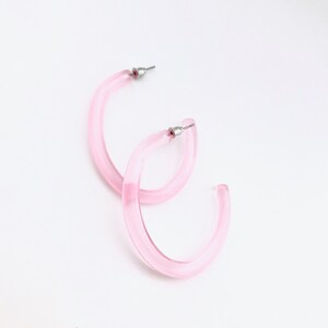 Transparent Pink Hoop Earrings, Acrylic Clear Pink Hoops, Pink ...