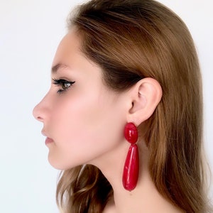 Large Red Statement Earrings, Large Red Acrylic Earrings, Large Red ...