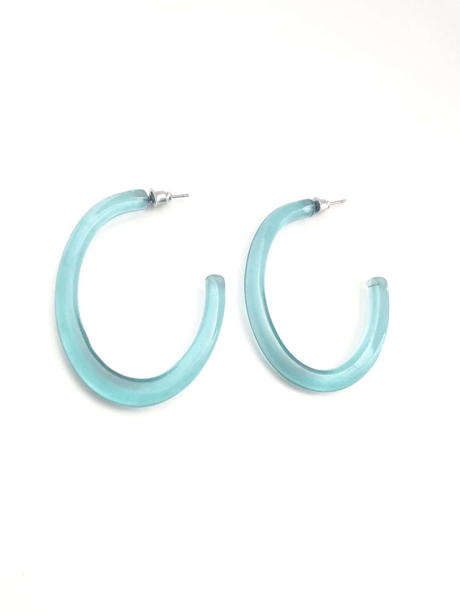 Transparent Sky-blue Hoop Earrings Acrylic Clear Blue Hoops | Etsy