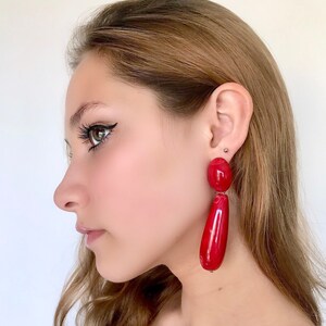 Large Red Statement Earrings, Large Red Acrylic Earrings, Large Red ...