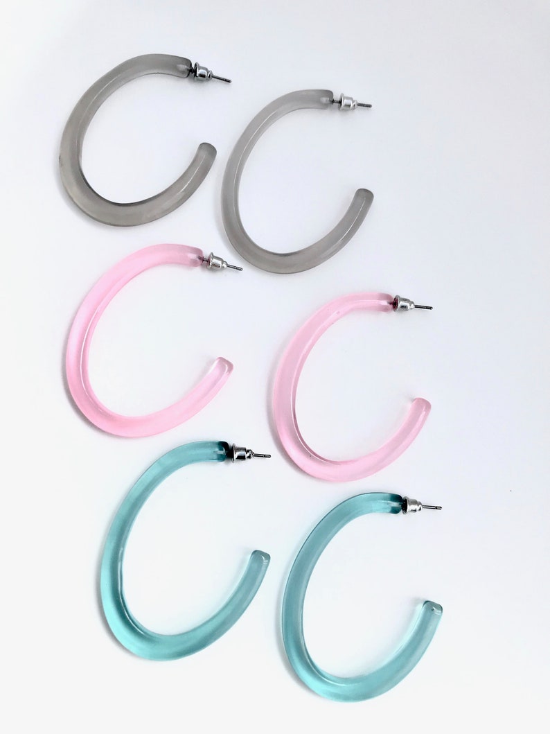 Transparent Pink Hoop Earrings Acrylic Clear Pink Hoops Pink - Etsy
