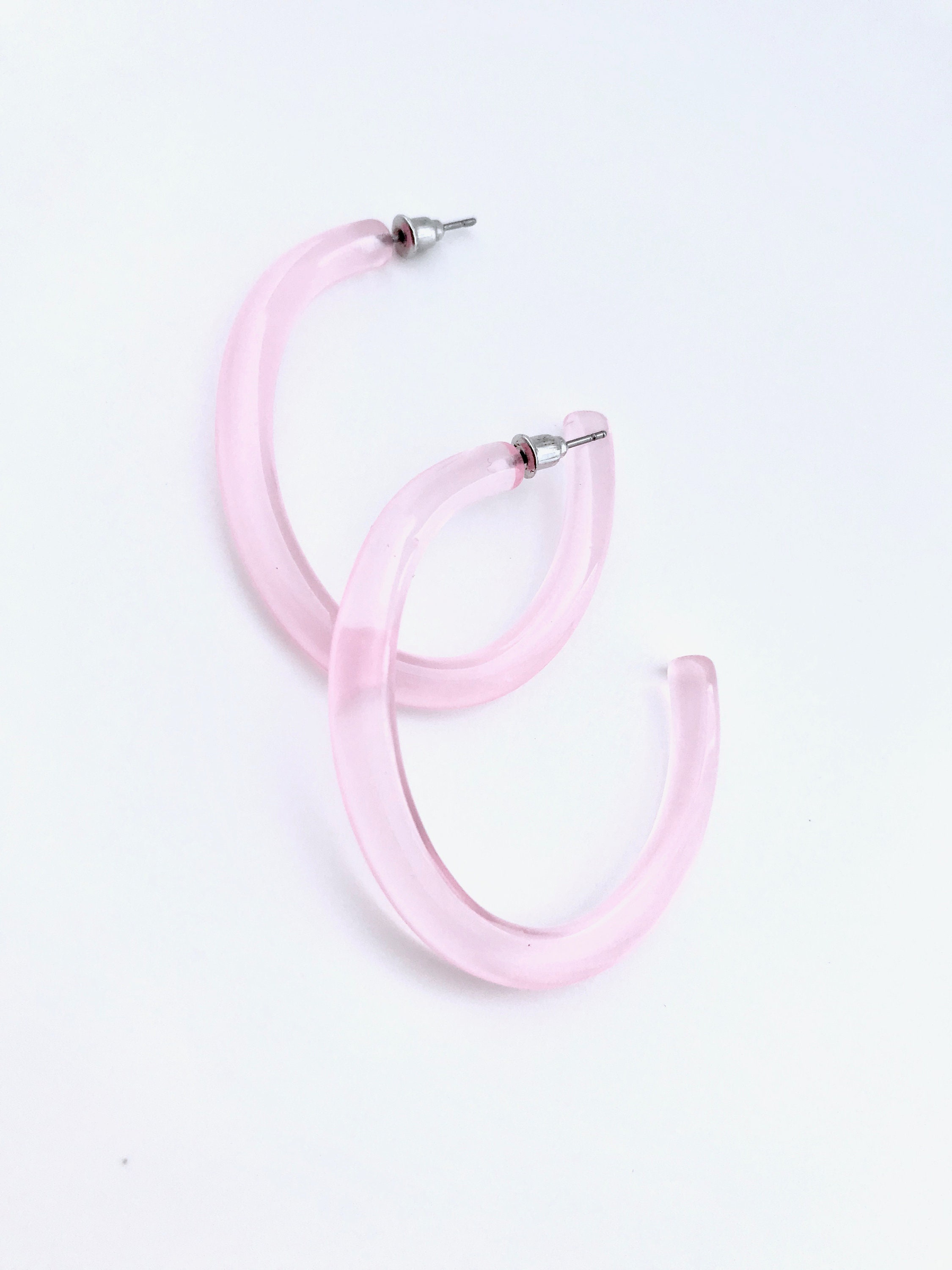Transparent Pink Hoop Earrings Acrylic Clear Pink Hoops Pink - Etsy