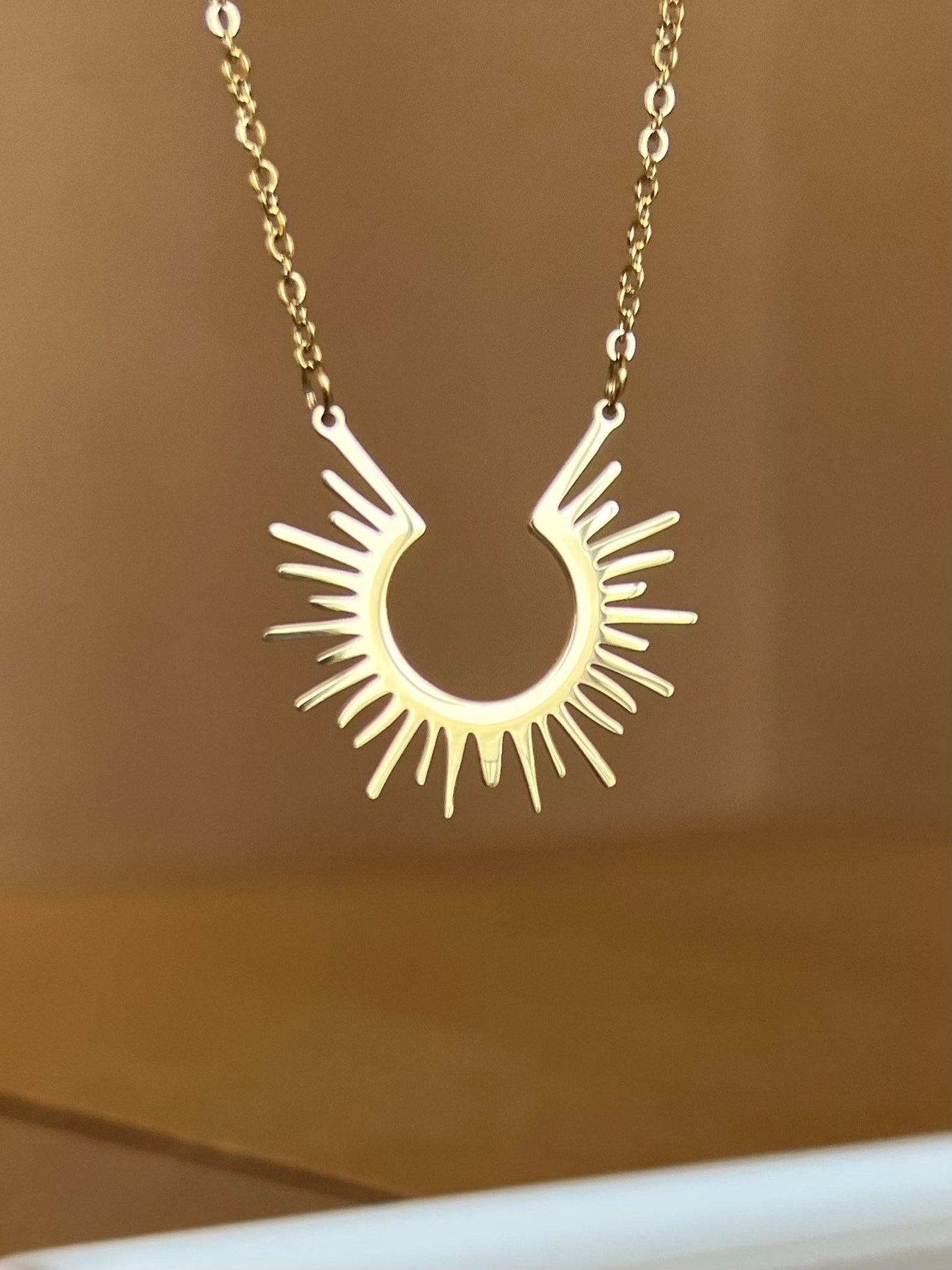 Gold Sun Necklace Stainless Steel Necklace Starburst - Etsy
