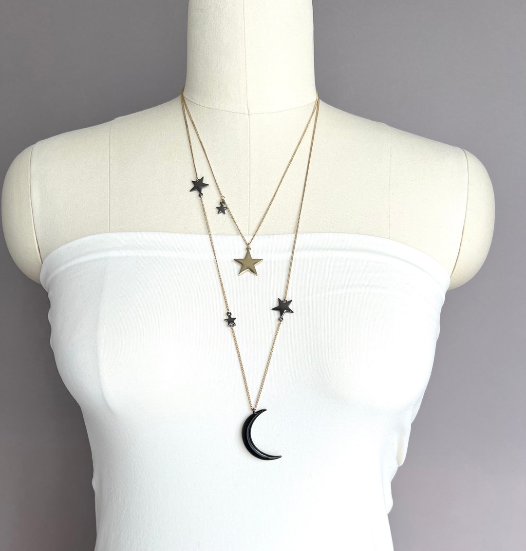 Star Necklace Celestial Necklace Moon and Stars Necklace - Etsy