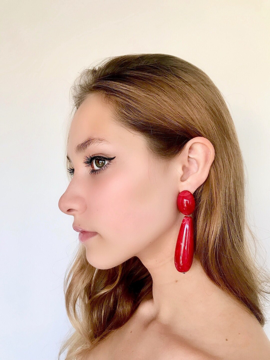 Large Red Statement Earrings, Large Red Acrylic Earrings, Large Red ...