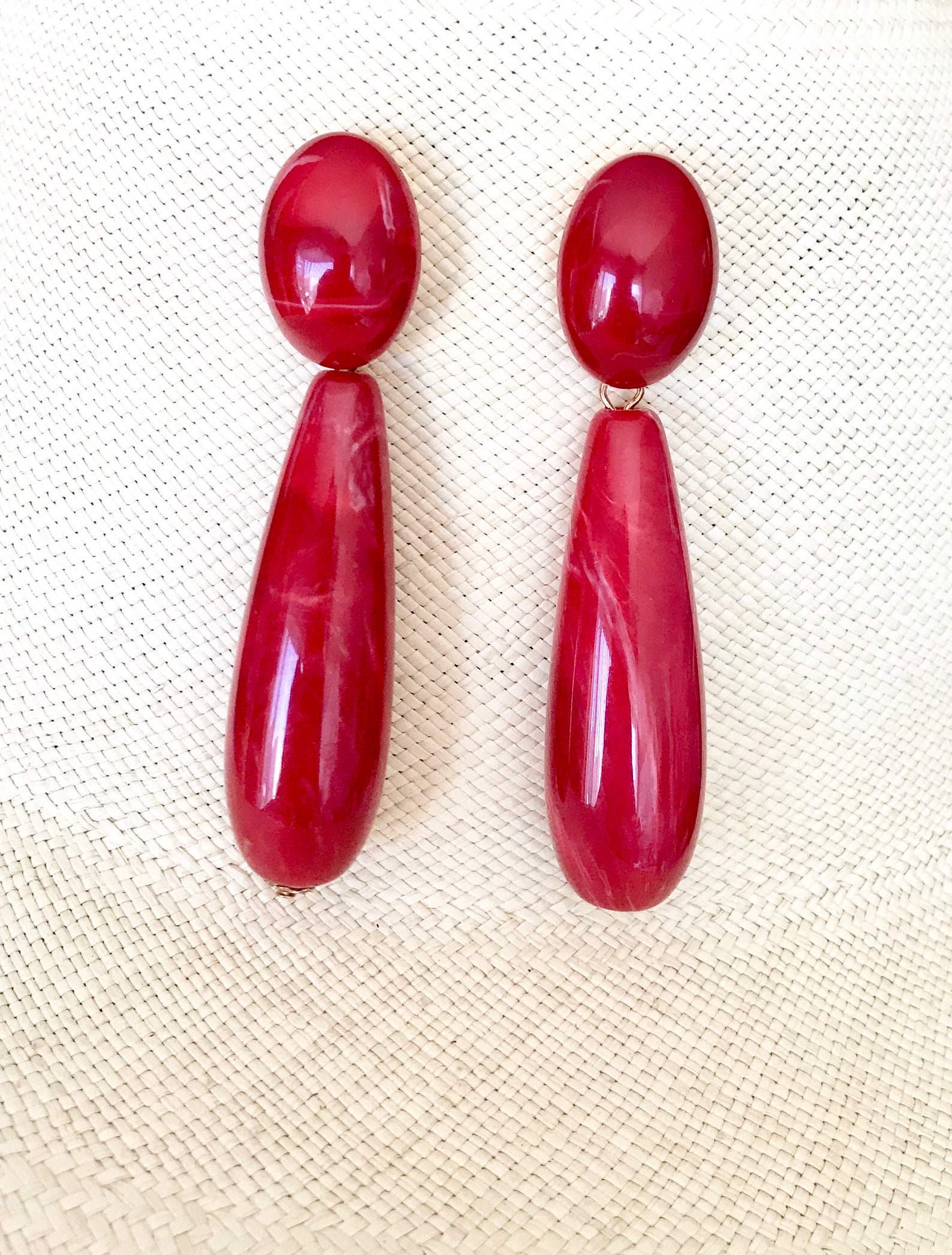 Large Red Statement Earrings Large Red Acrylic Earrings - Etsy