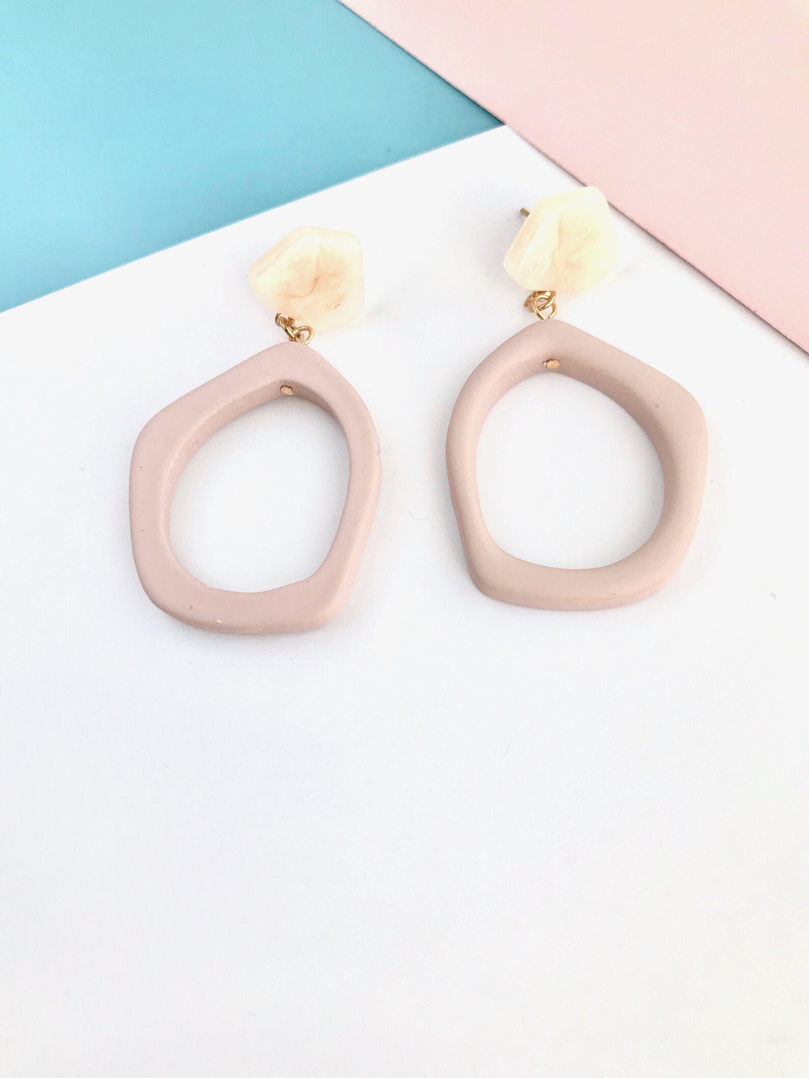 Plum Pink Geometric Earrings Acrylic Earrings Minimalistic - Etsy