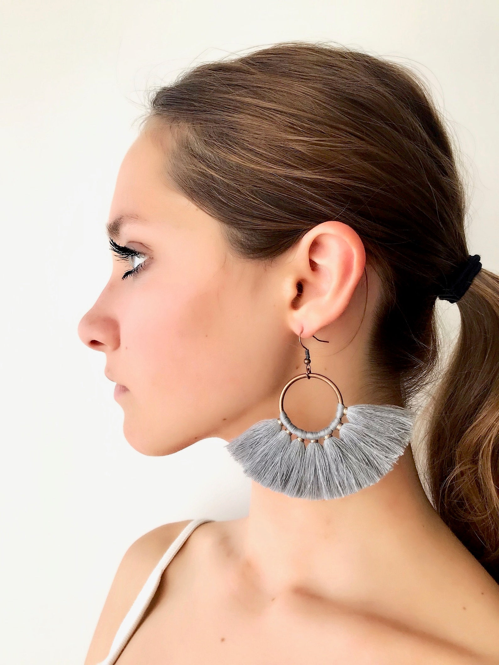 Magenta Tassel Earrings Magenta Boho Earrings Magenta Cotton - Etsy