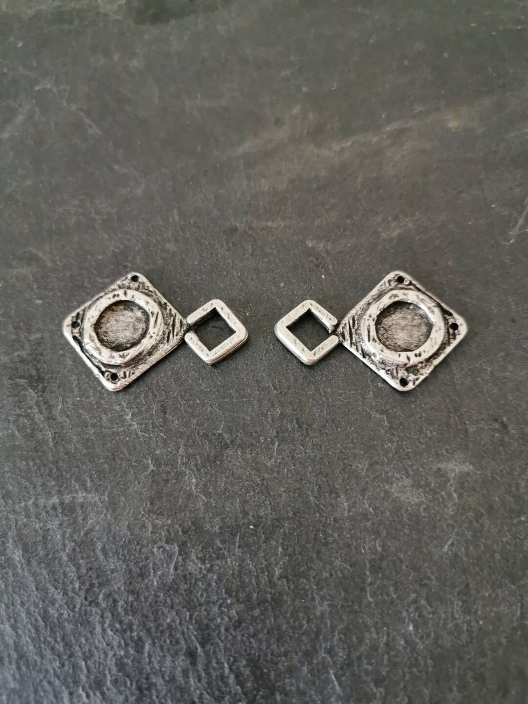 Set of 2 Bodice Hooks "viereck" Dirndlhaken Old Silver Metal Bodice ...