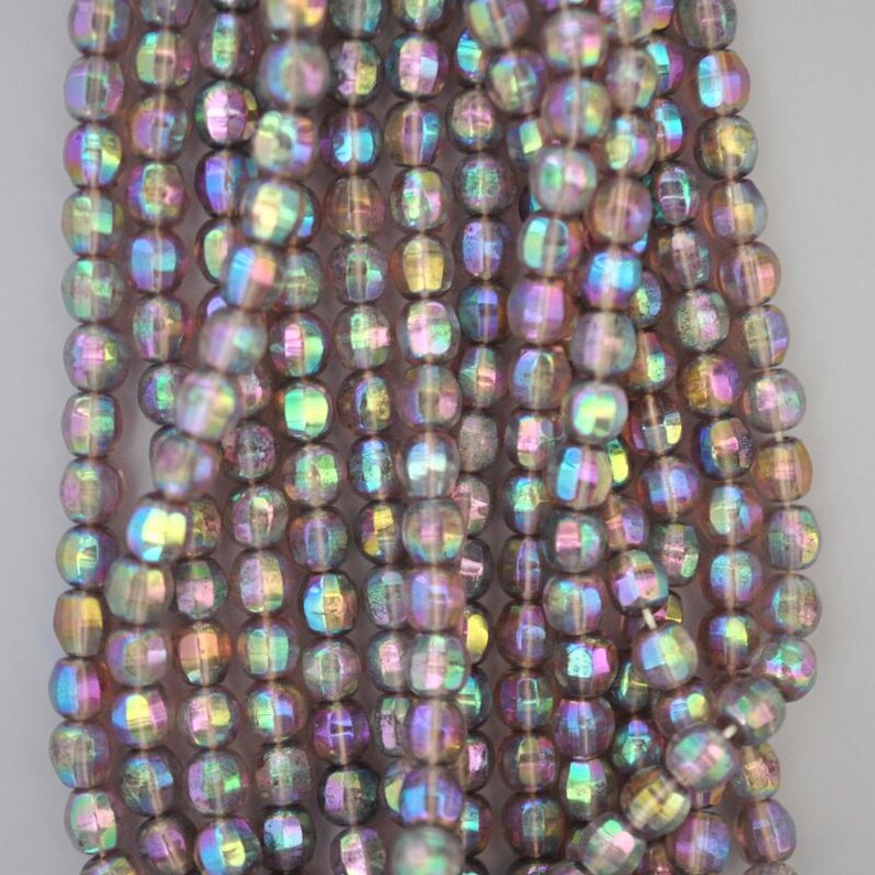 6mm Art Deco Style Light Amethyst AB Vintage West German Glass Beads ...