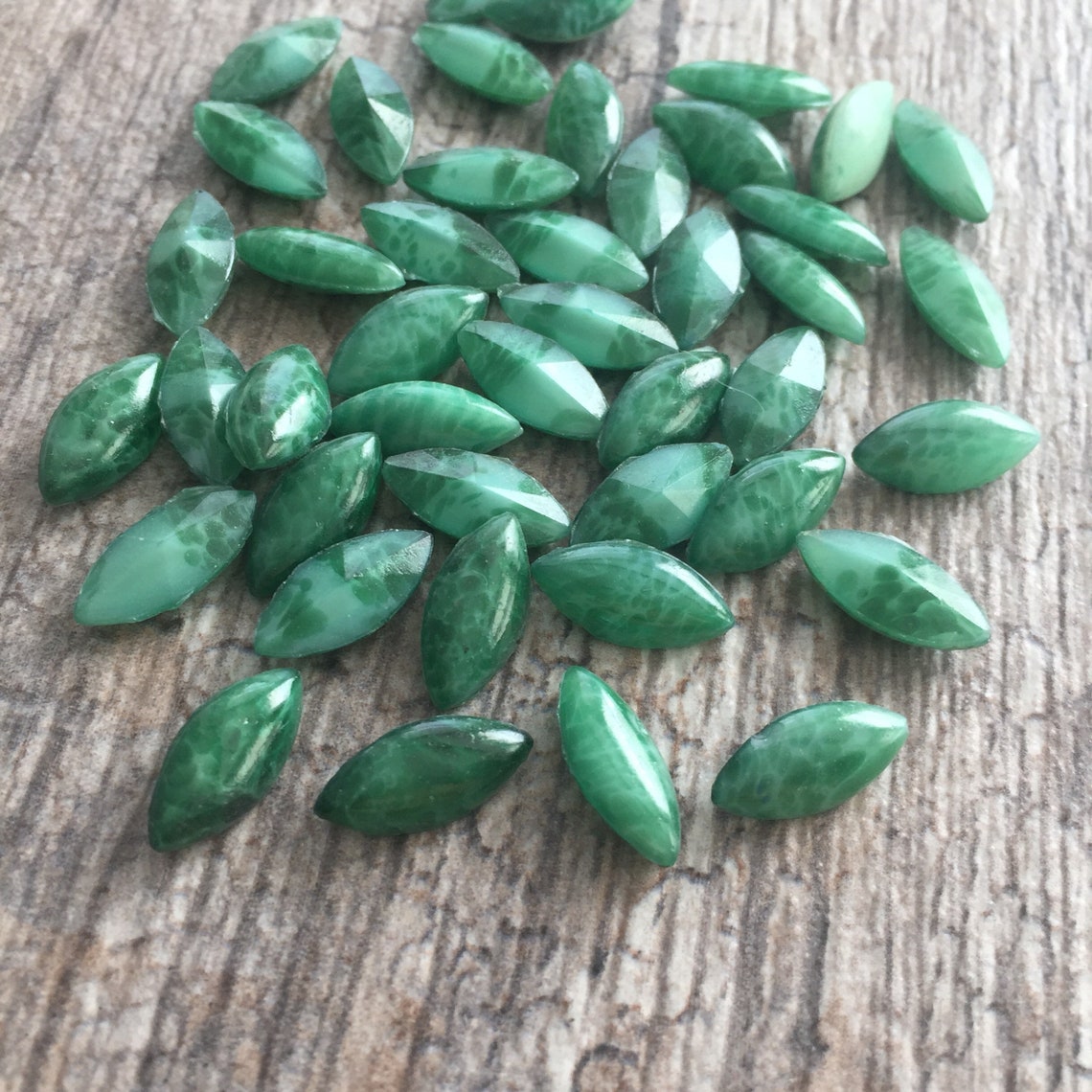 Jade Matrix Vintage 15x7mm Navette Shape Glass Stones Made in | Etsy